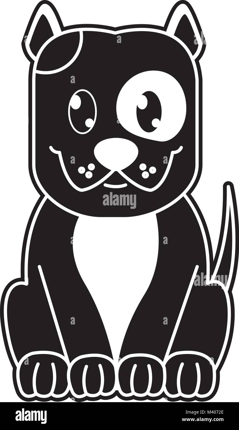 silhouette happy dog cute animal character Stock Vector Image & Art - Alamy