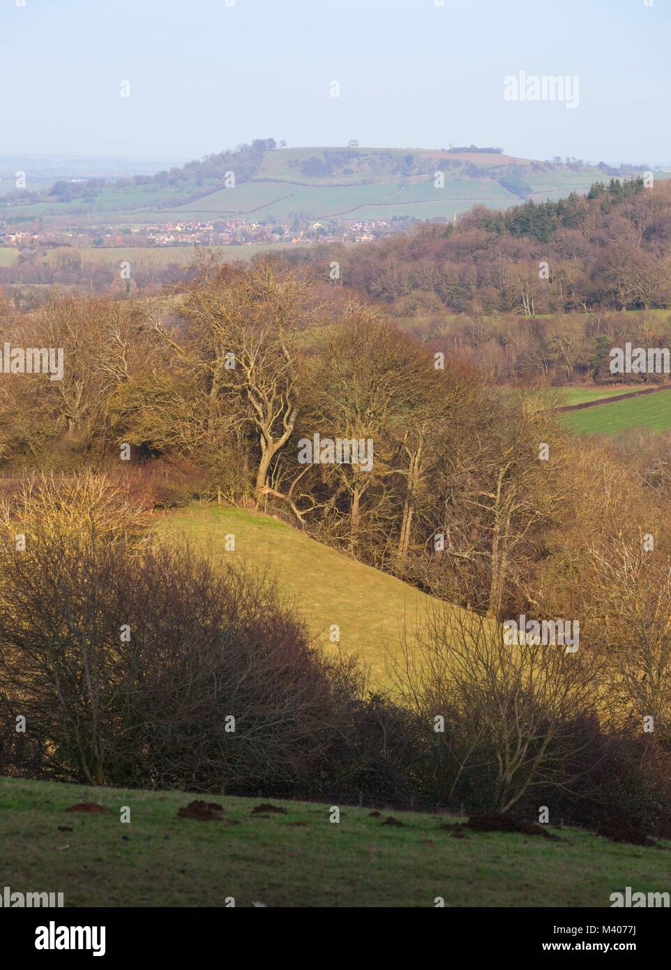 Cotswold landscape in winter, with Meon Hill in background, Chipping ...