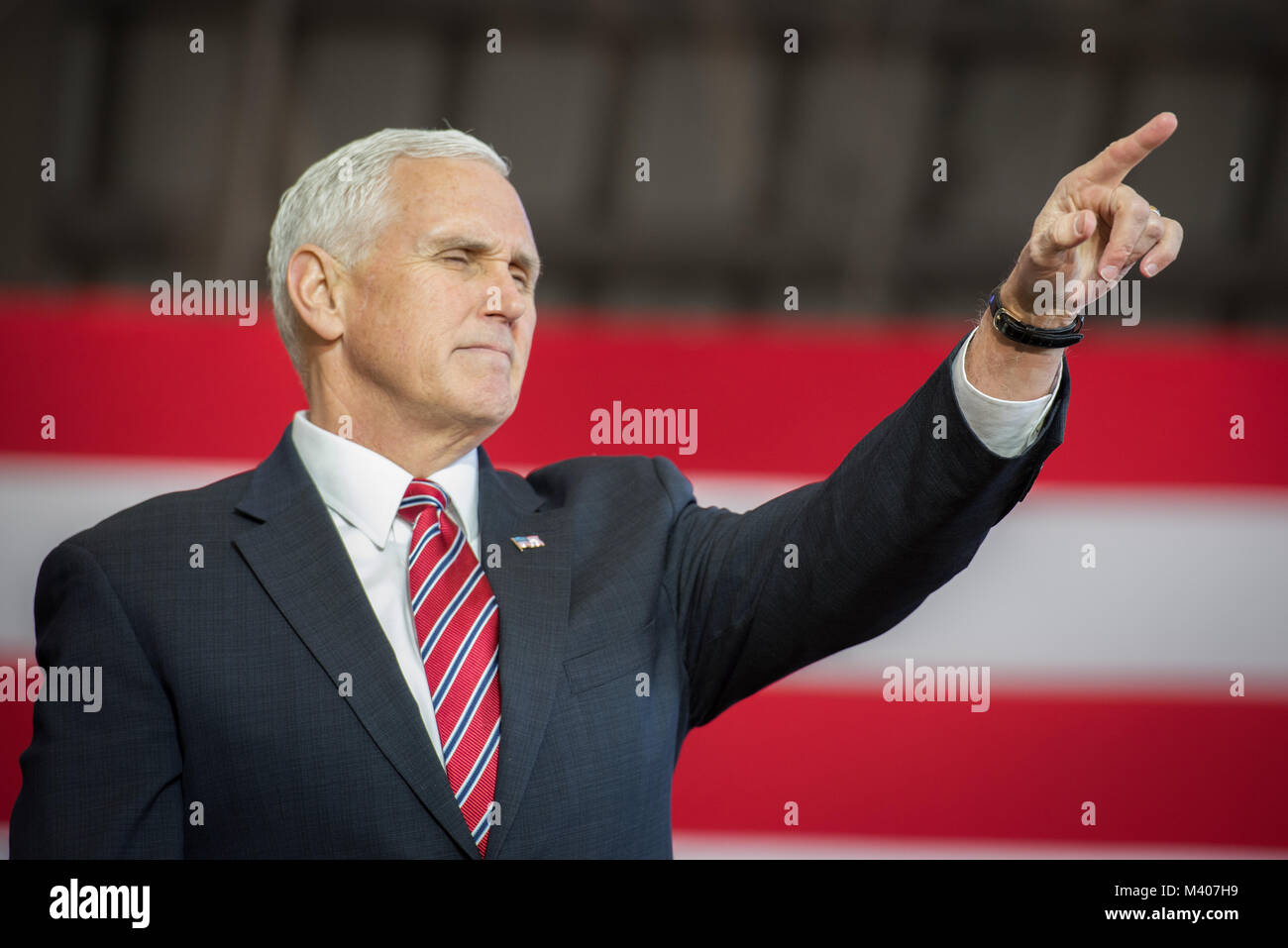Vice President of the United States Michael Pence acknowledges members ...