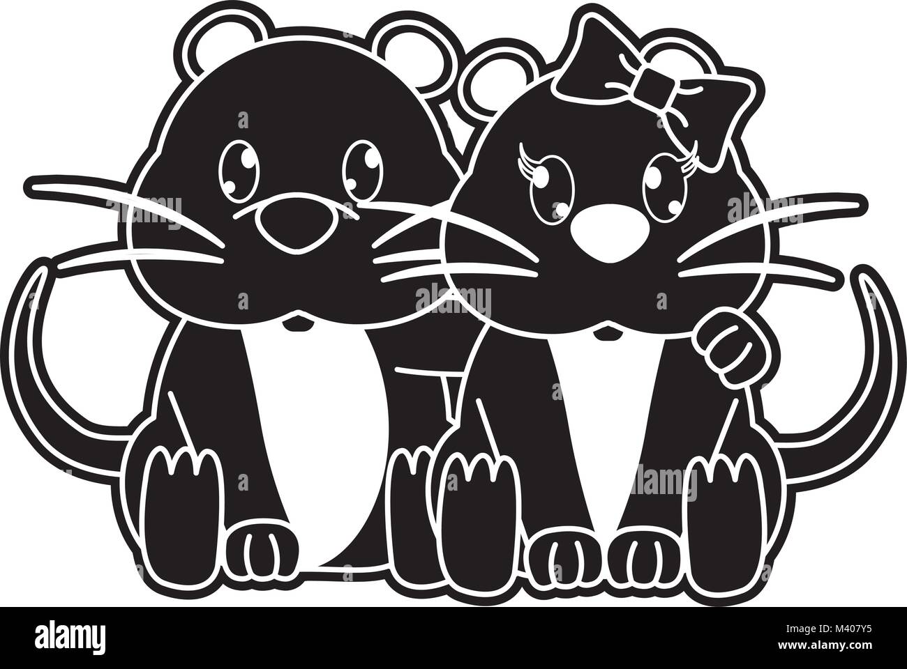 silhouette mouse couple cute animal together Stock Vector Image & Art ...