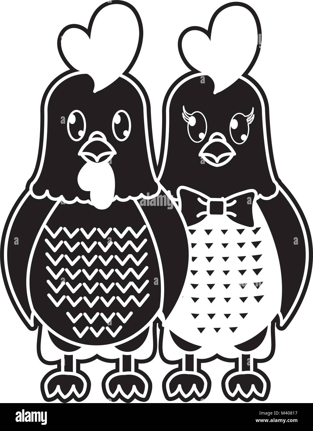 silhouette rooster and hen couple cute animal Stock Vector Image & Art ...