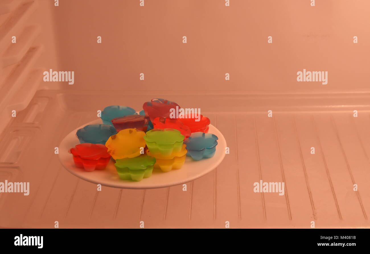 fruit jelly in refrigerator Stock Photo - Alamy