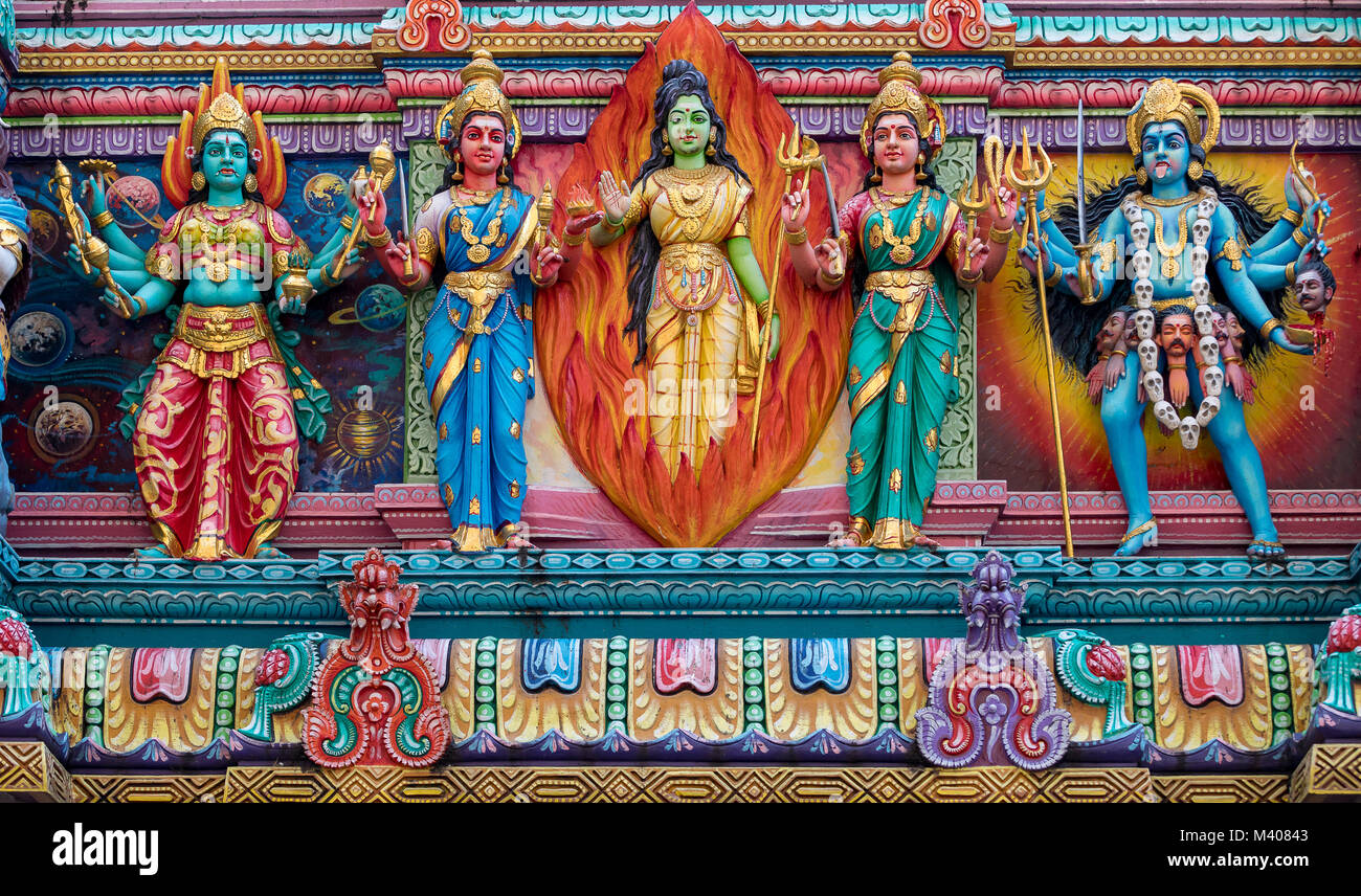 Little India Singapore Asia February 11, 2018 Colourful statues of the ...