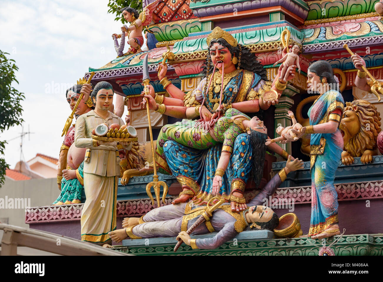 Little India Singapore Asia February 11, 2018 Colourful statues of the ...