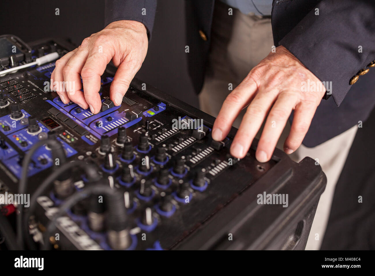 disc jockey's hands on control board Stock Photo - Alamy