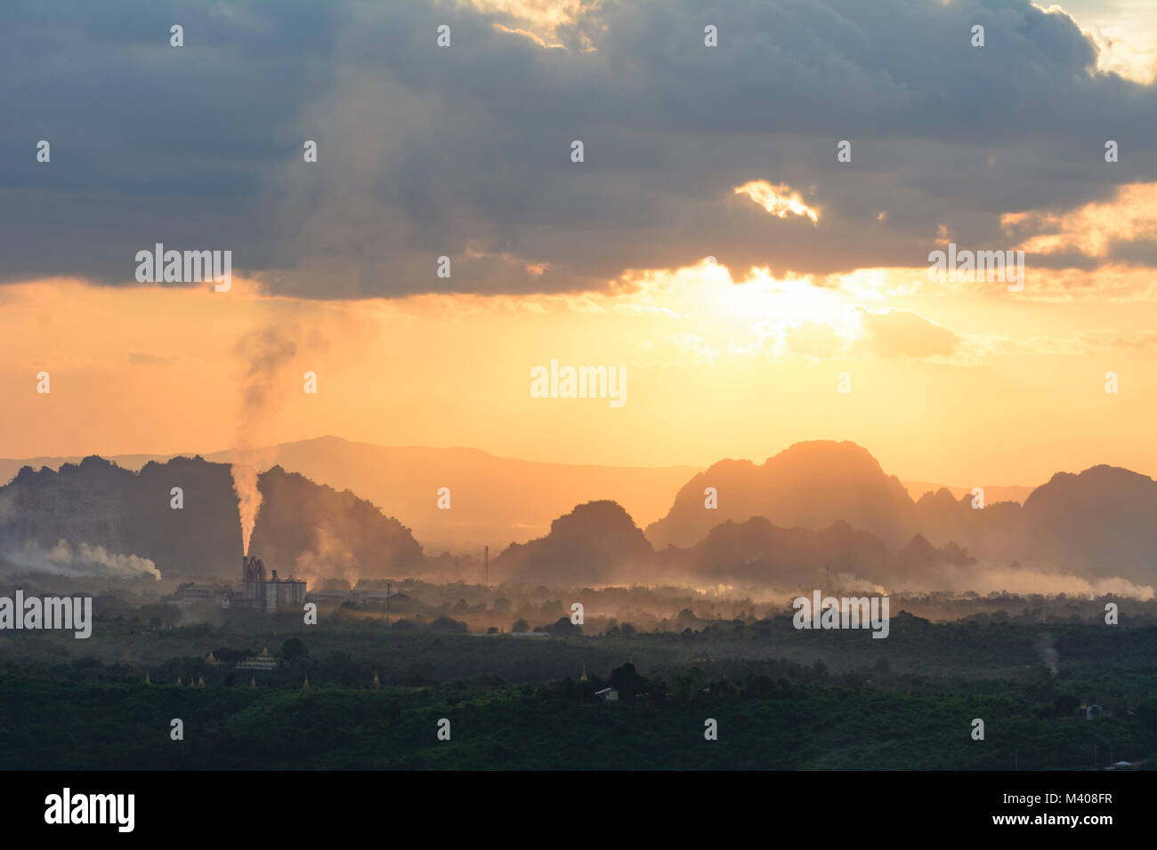 Hpa-An: Rhino Cement factory, limestone mountains, , Kayin (Karen ...