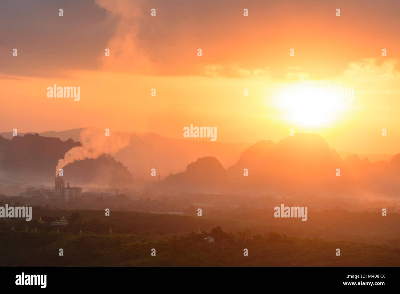 Hpa-An: Rhino Cement factory, limestone mountains, , Kayin (Karen ...