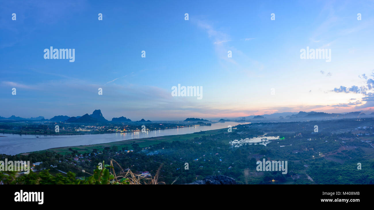 Hpa-An: view from mount Hpan-Pu (Hpa-Pu) to Thanlwin (Salween) River ...