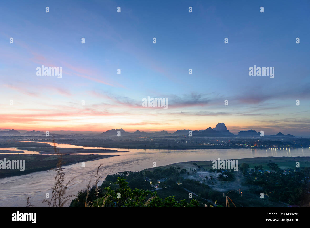 Hpa-An: view from mount Hpan-Pu (Hpa-Pu) to Thanlwin (Salween) River ...