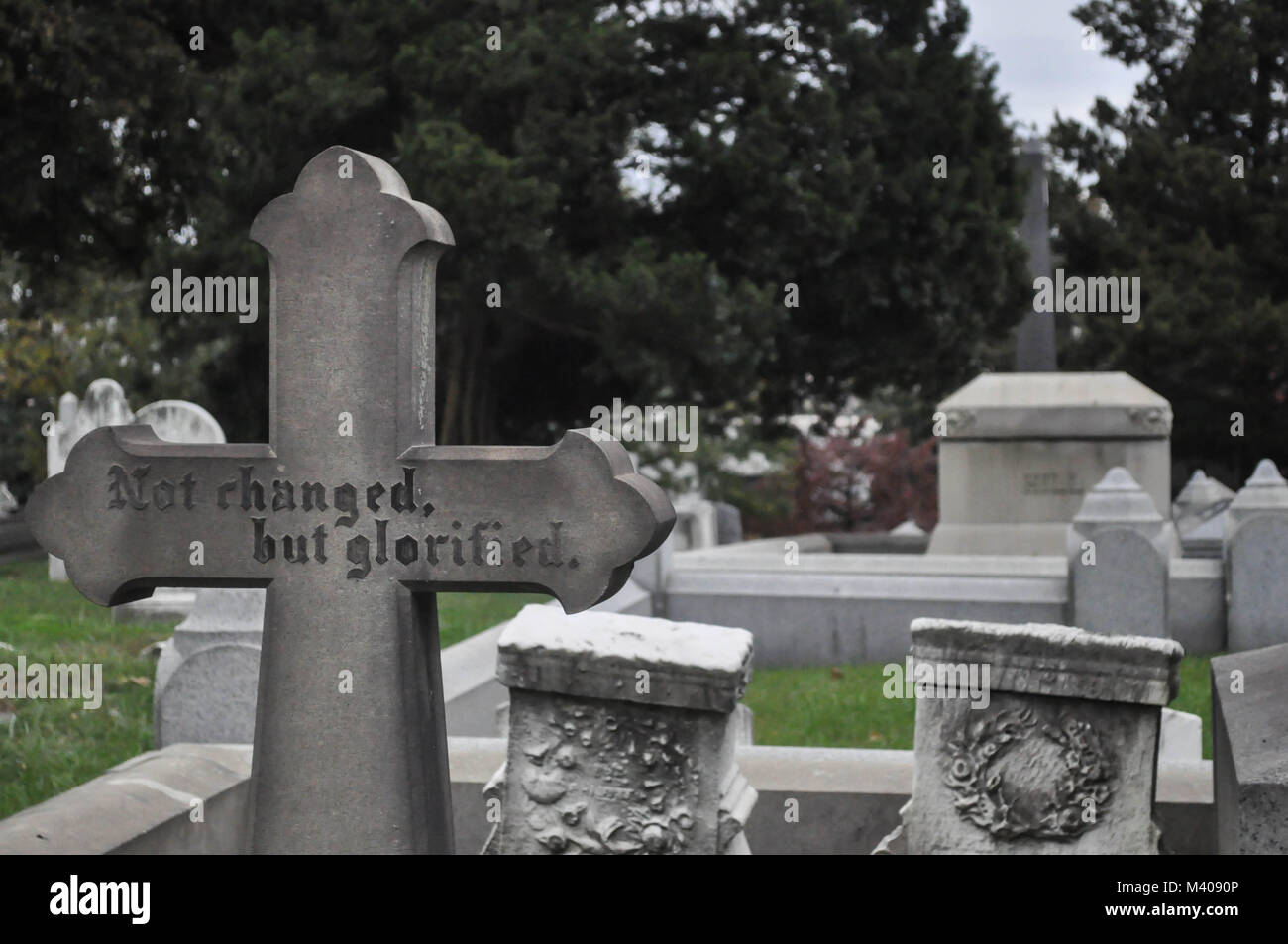 Cross Statue in a Cemetery Stock Photo - Alamy