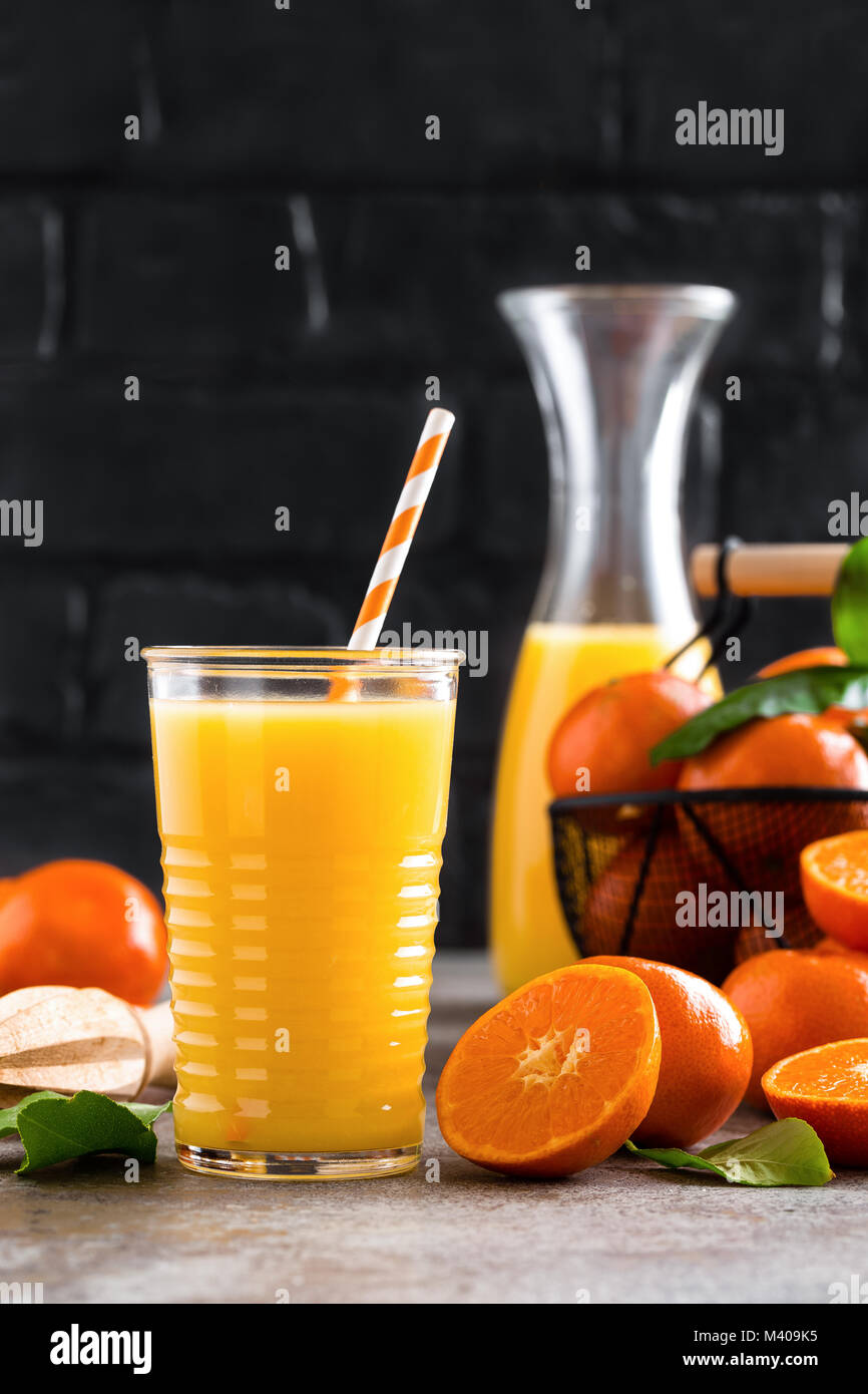 Mandarin orange juice. Refreshing summer drink. Fruit refreshment ...