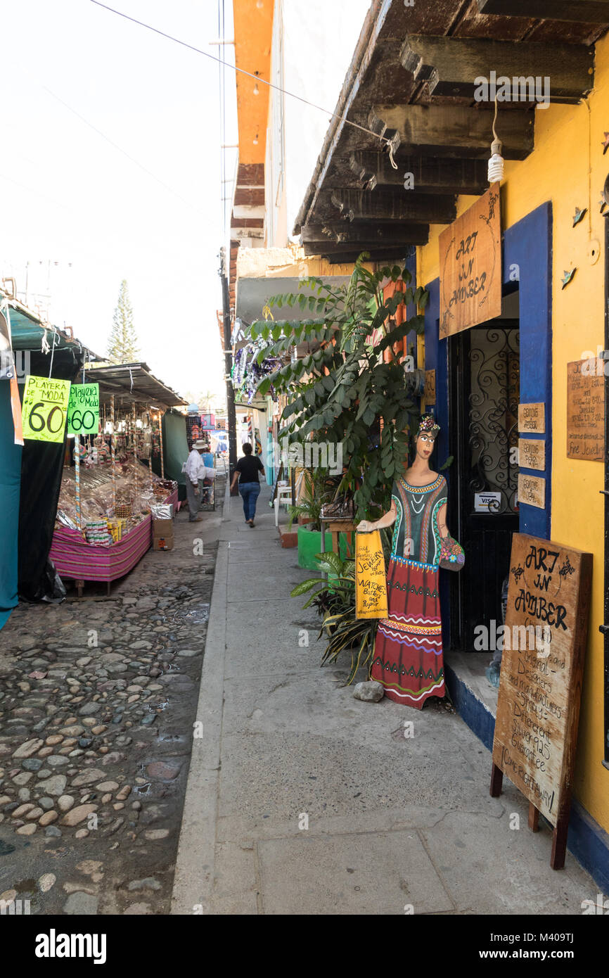 Street scene in Bucerias, a small fishing village near Puerto Vallarta ...