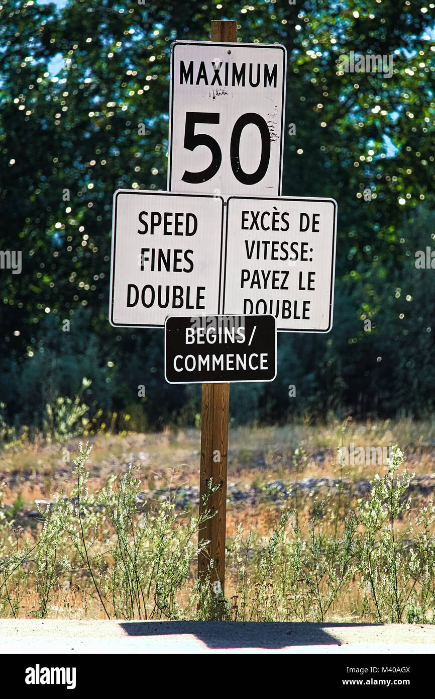 Speed fines sign canada hi-res stock photography and images - Alamy