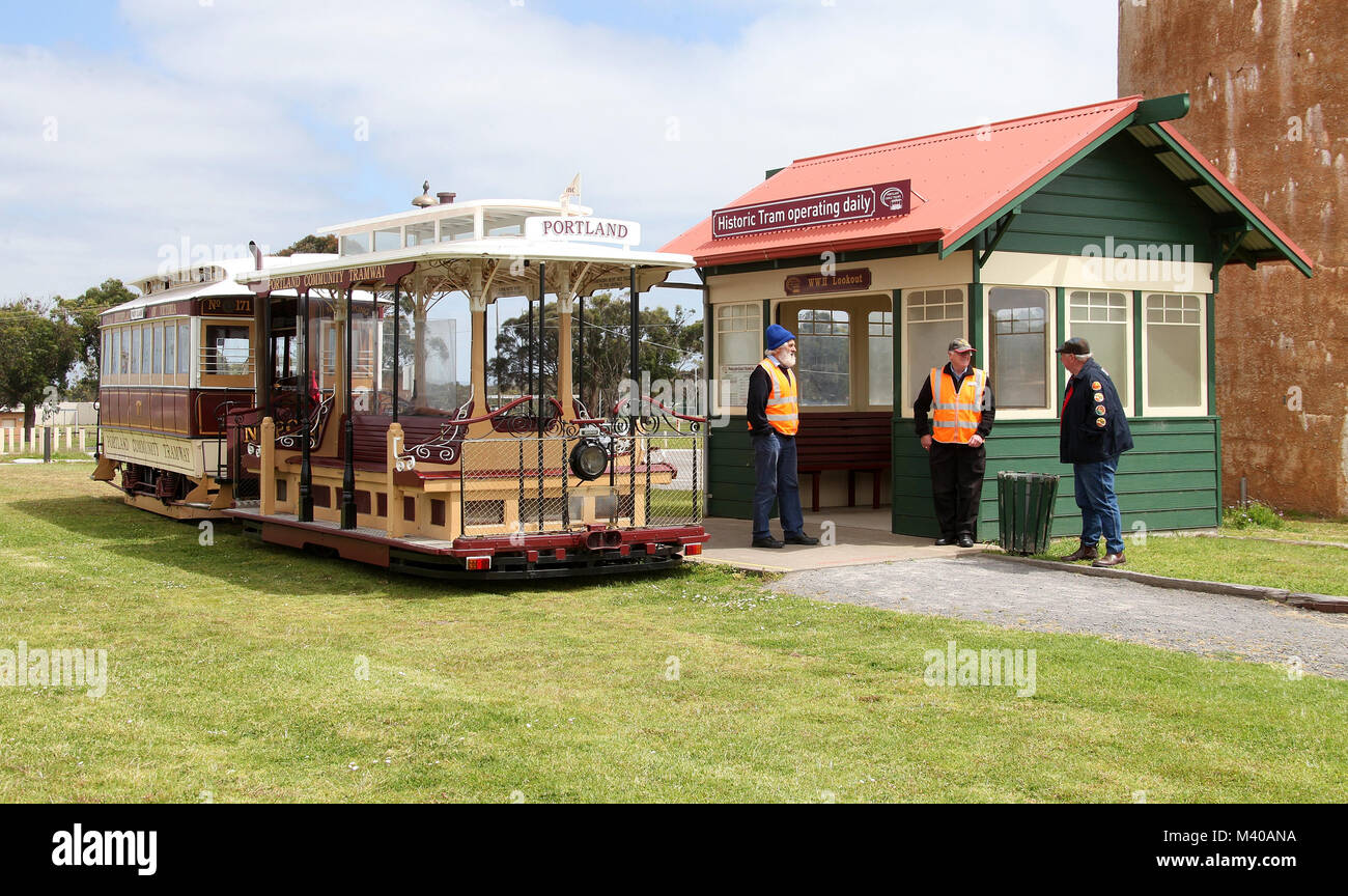Portland tram at the water tower Stock Photo - Alamy