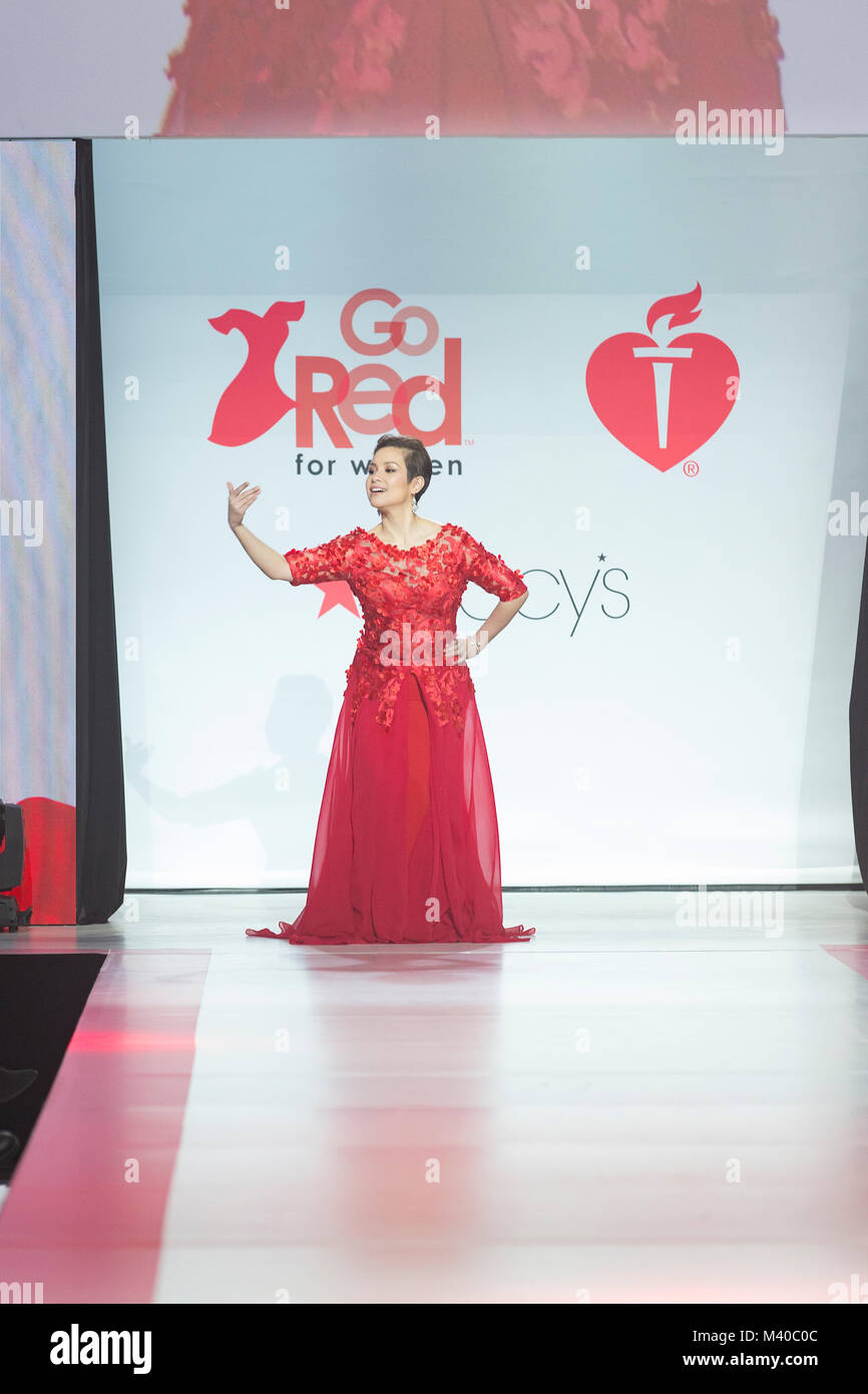 New York, NY - February 8, 2018: Lea Salonga wearing gown by Oliver ...