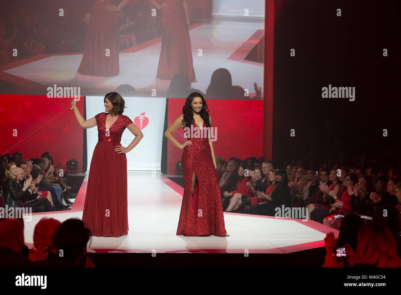 New York, NY - February 8, 2018: Lilly Rocha and Karen Hill walk runway ...