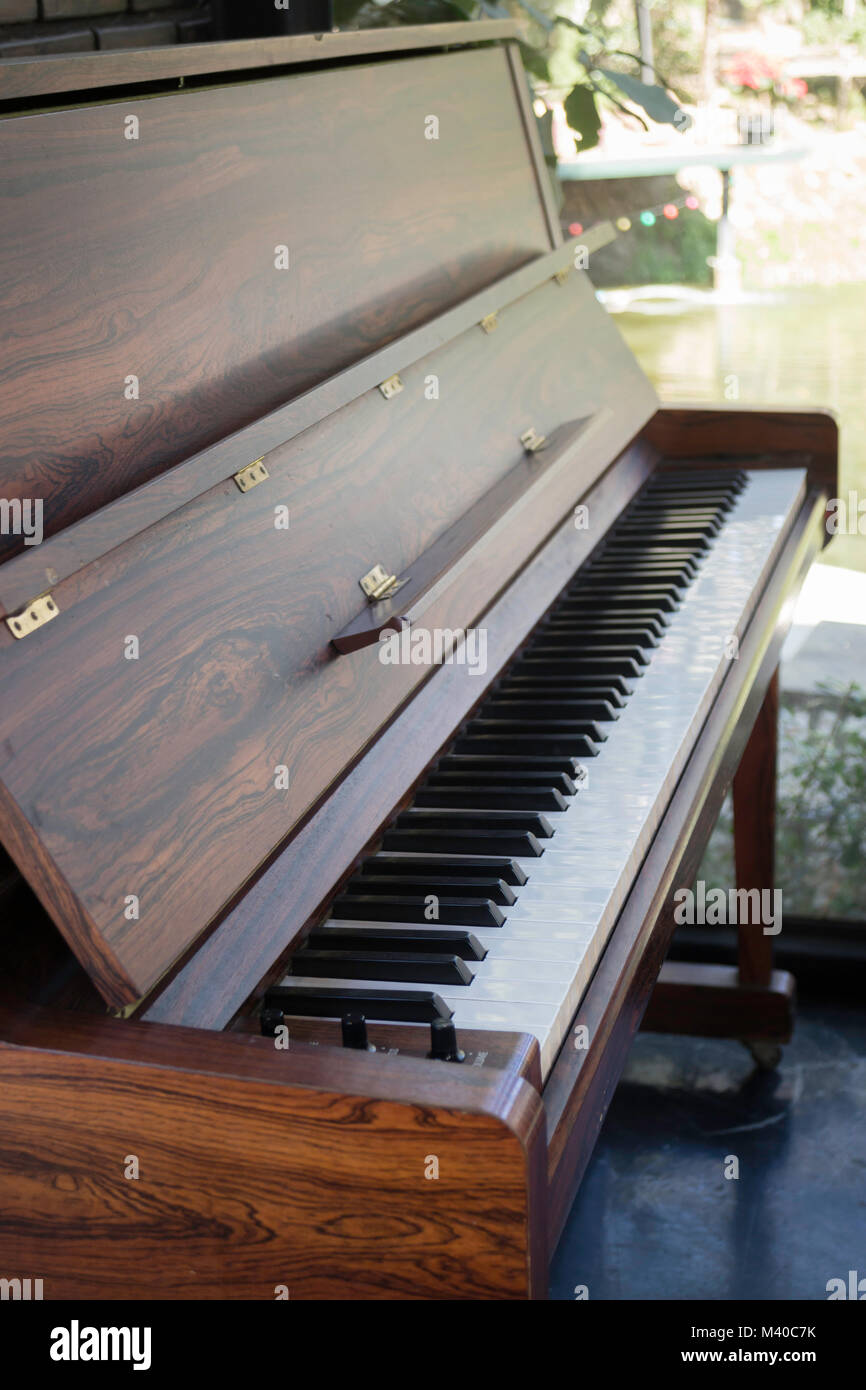 Piano keyboard of an old music instrument, stock photo Stock Photo - Alamy