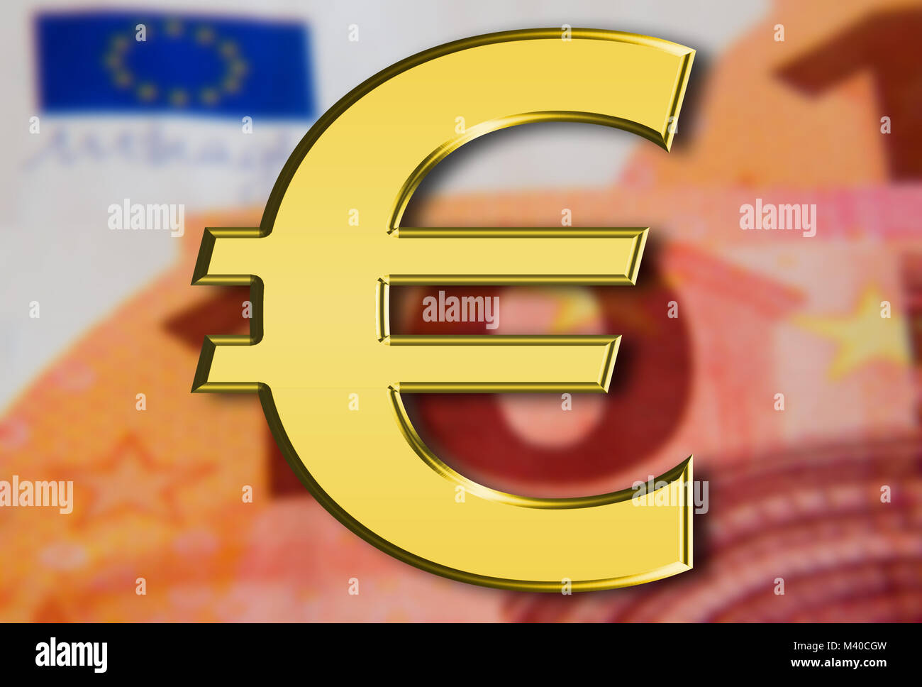 Golden Euro rendering Stock Photo - Alamy