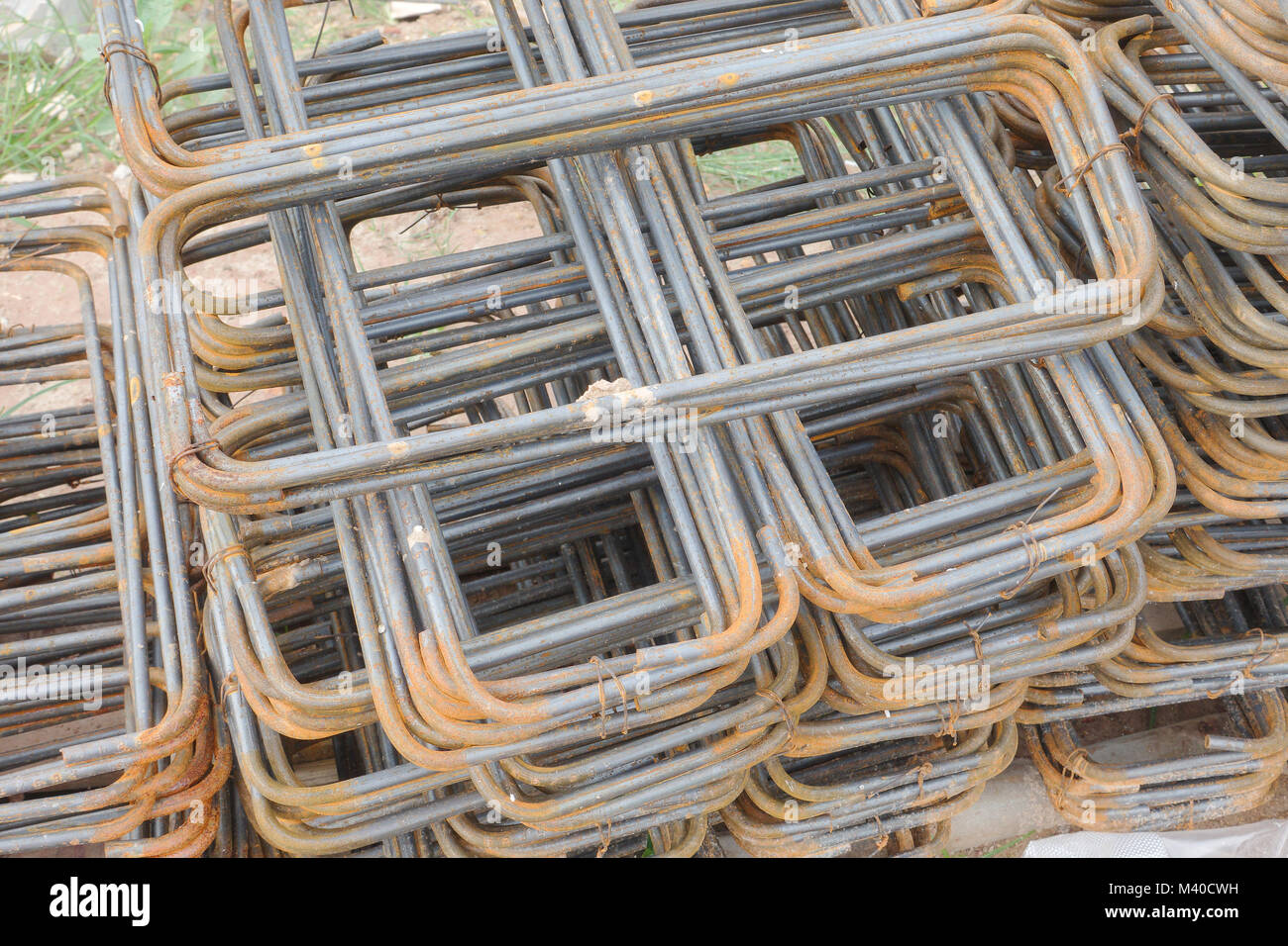 Steel bending work prepare for construction work Stock Photo - Alamy