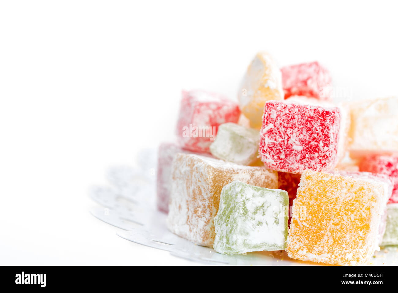 Tasty Turkish delight isolated on white background Stock Photo - Alamy