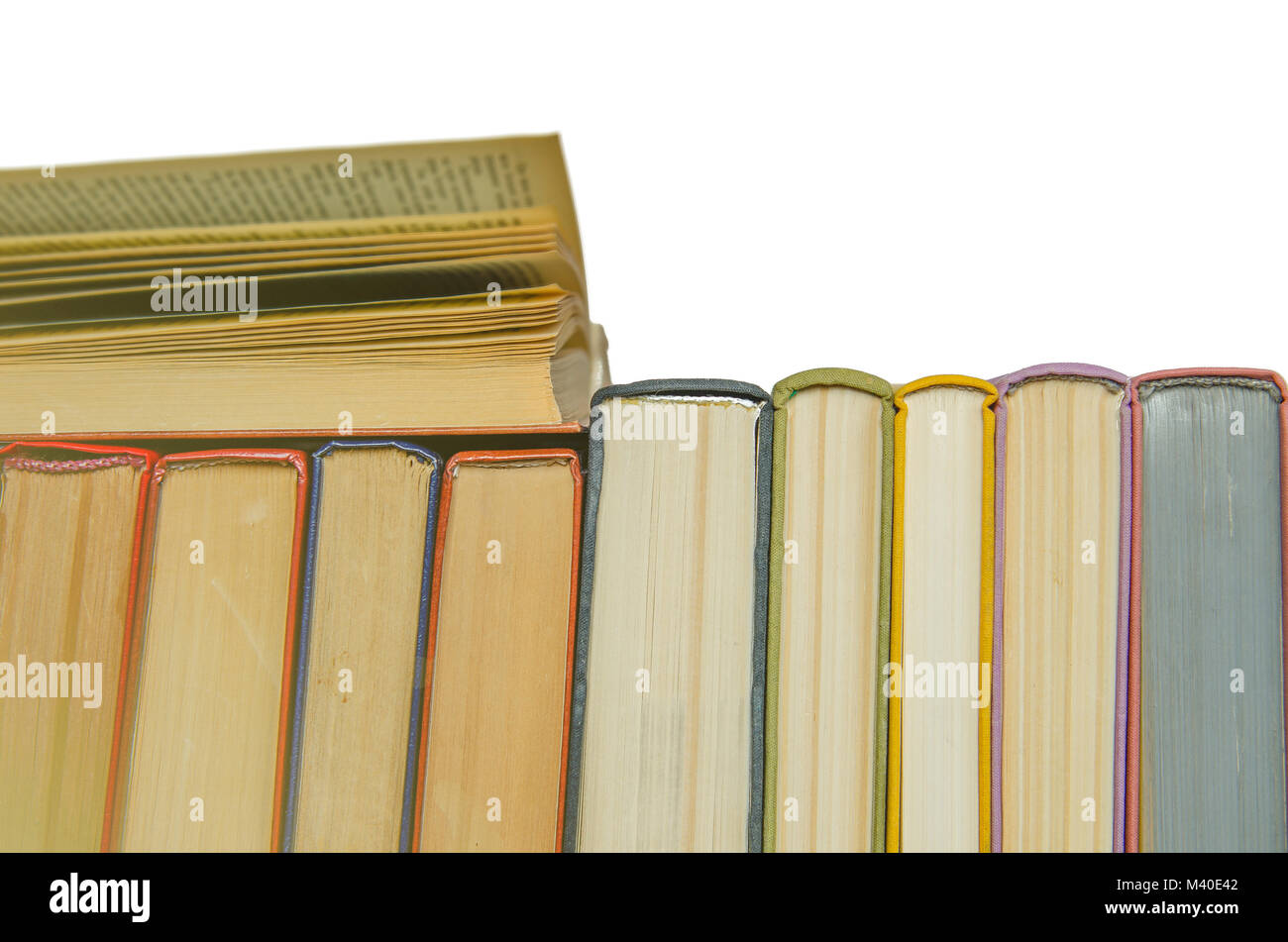 Open book on stack of books. Education background. Back to school ...