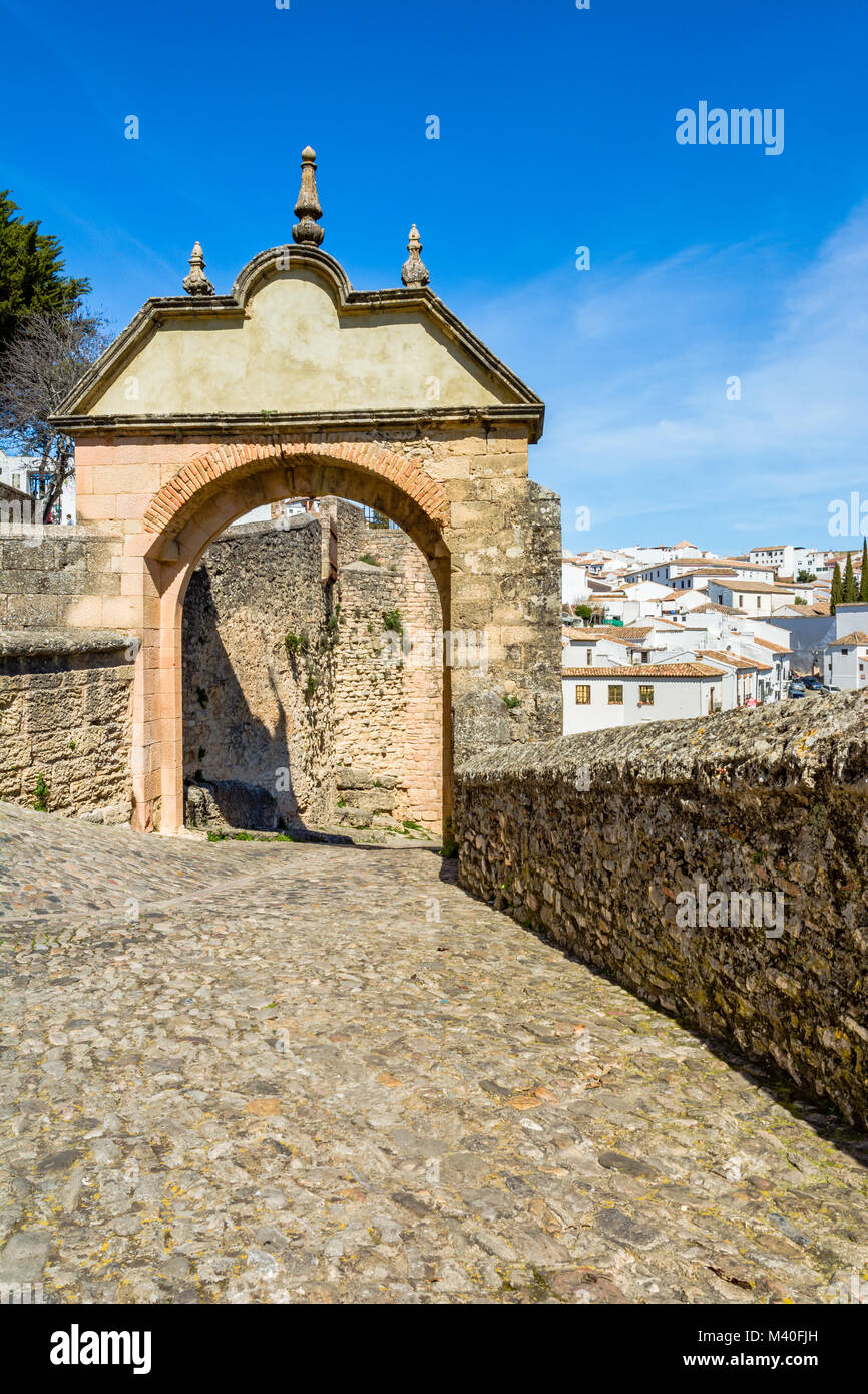 Ronda, Spain: The Arch of Philip (Felipe) V, built in the 1740s as the ...