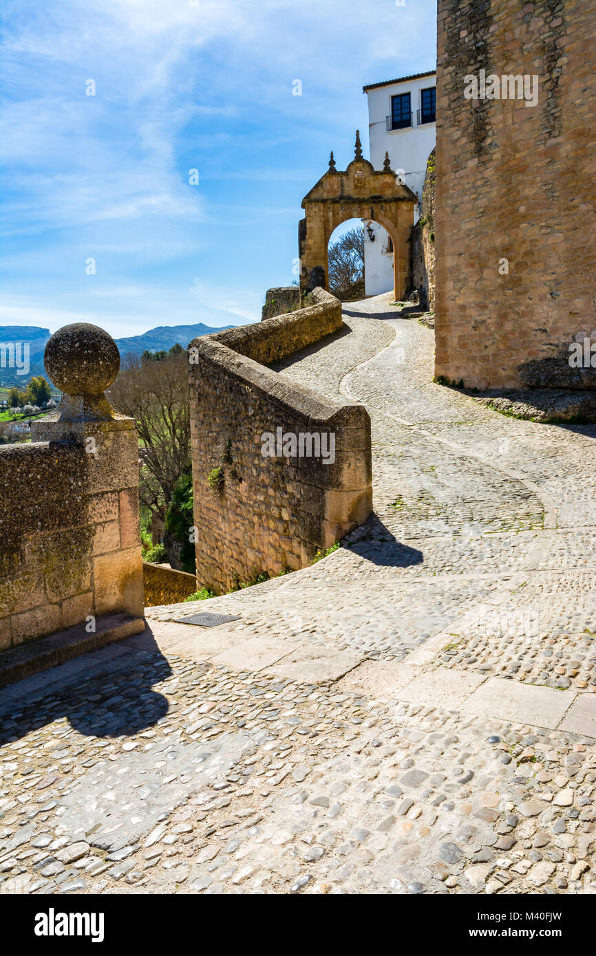 Ronda, Spain: The Arch of Philip (Felipe) V, built in the 1740s as the ...