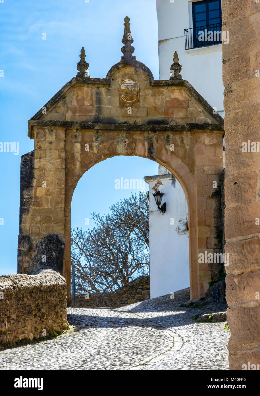 Ronda, Spain: The Arch of Philip (Felipe) V, built in the 1740s as the ...