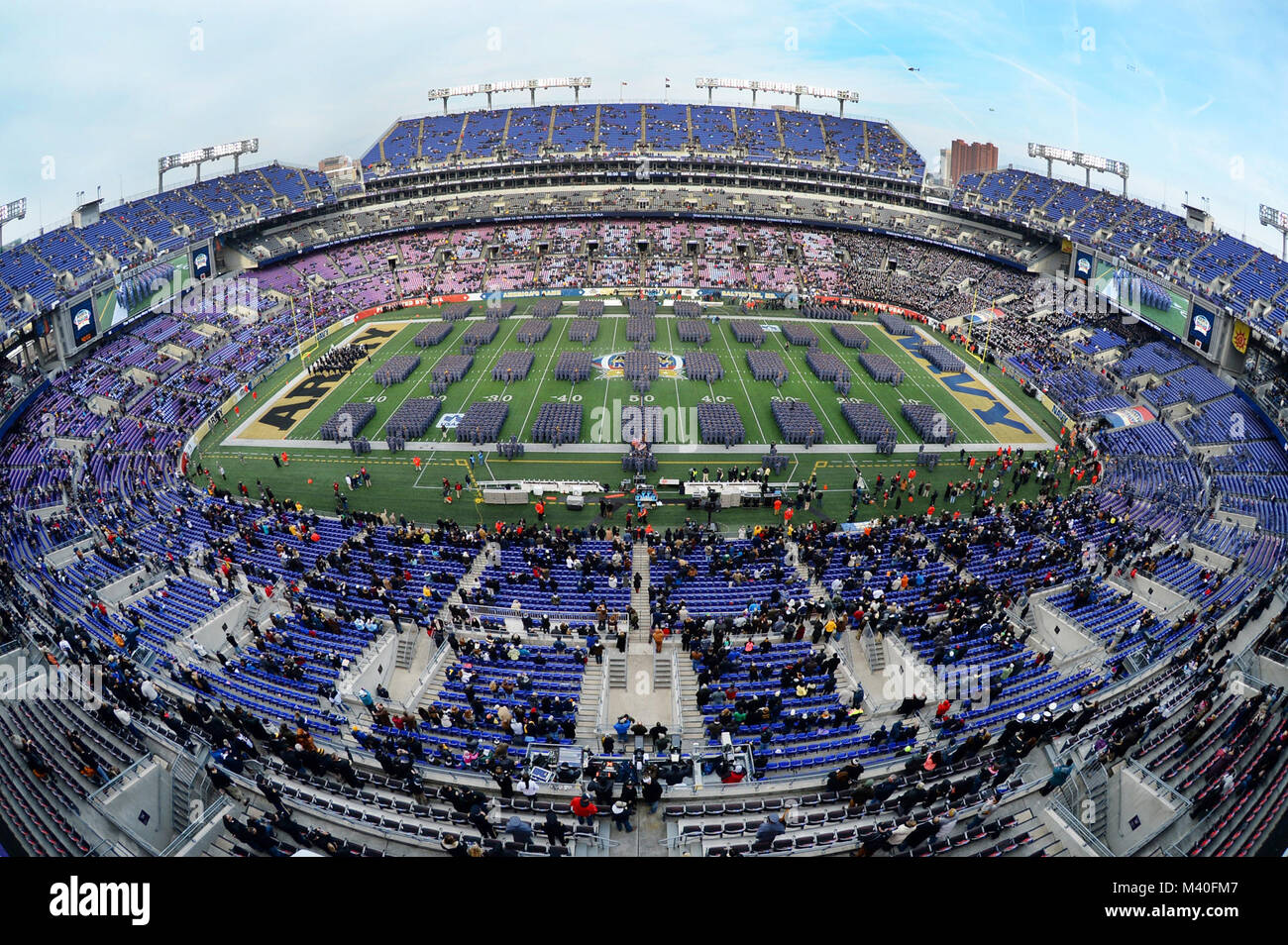 U.S. Military Academy cadets march onto M&T Stadium in Baltimore, Md ...