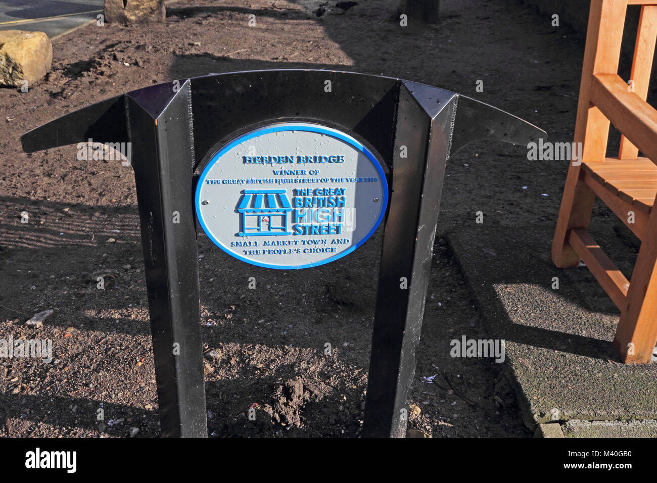 Sign celebrating Hebden Bridge as winners of The Great British High ...