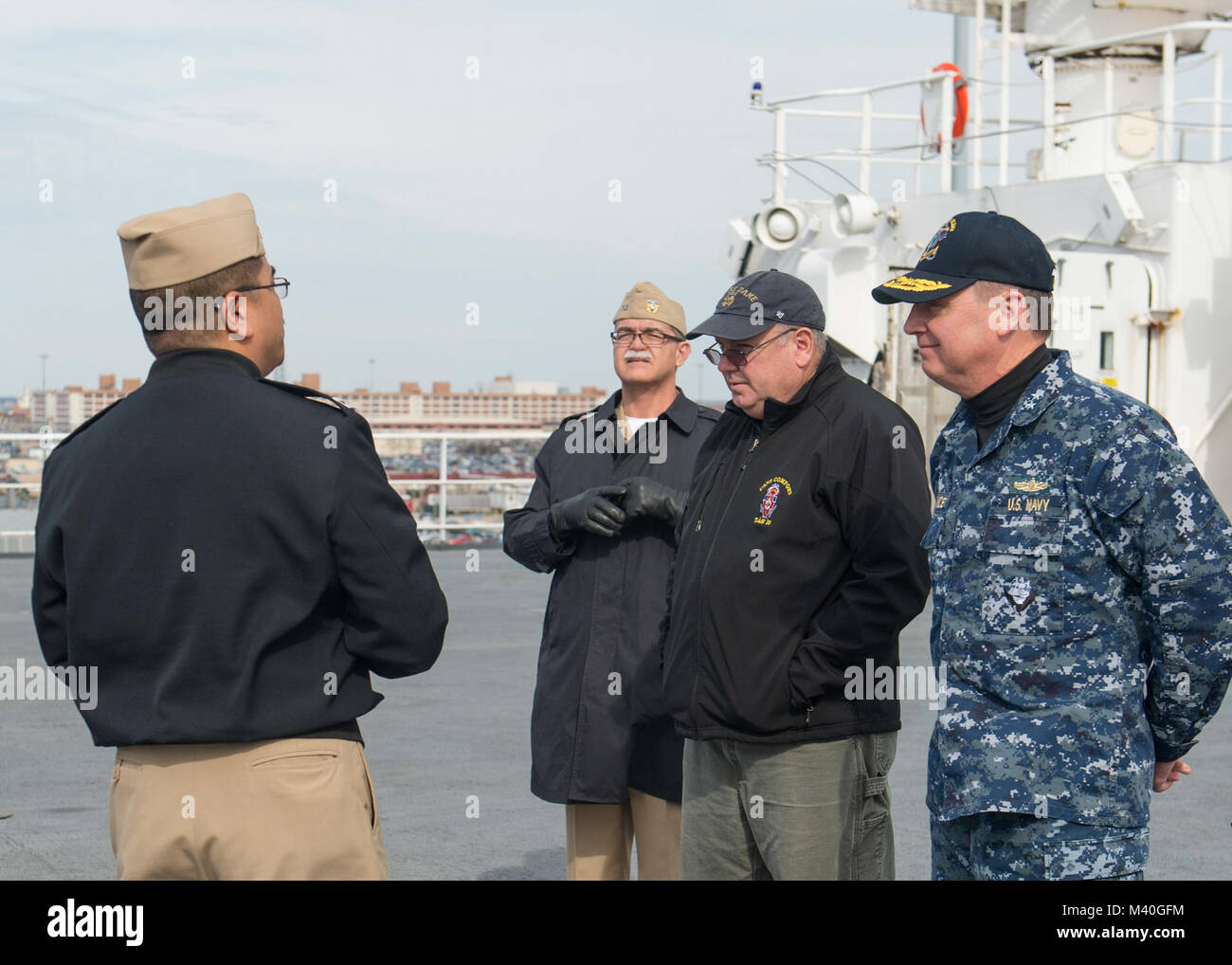 Rear Adm. George W. Ballance (far right) tours USNS Comfort (T-AH 20 ...