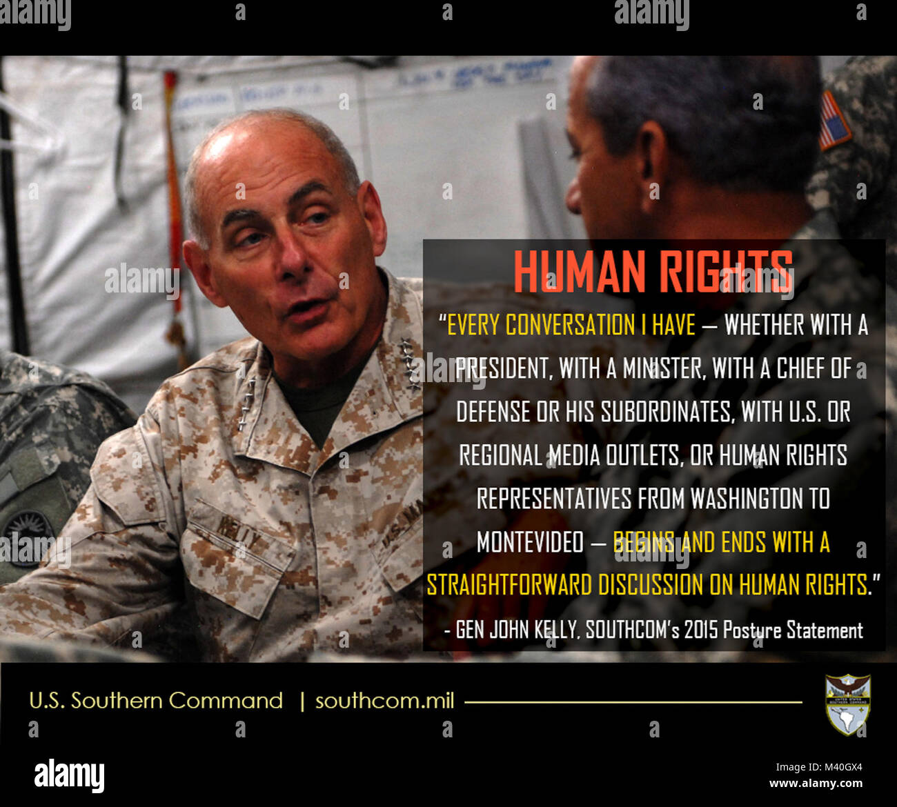 Photo of Gen. John Kelly in discussion. CAPTION: "Every conversation I ...