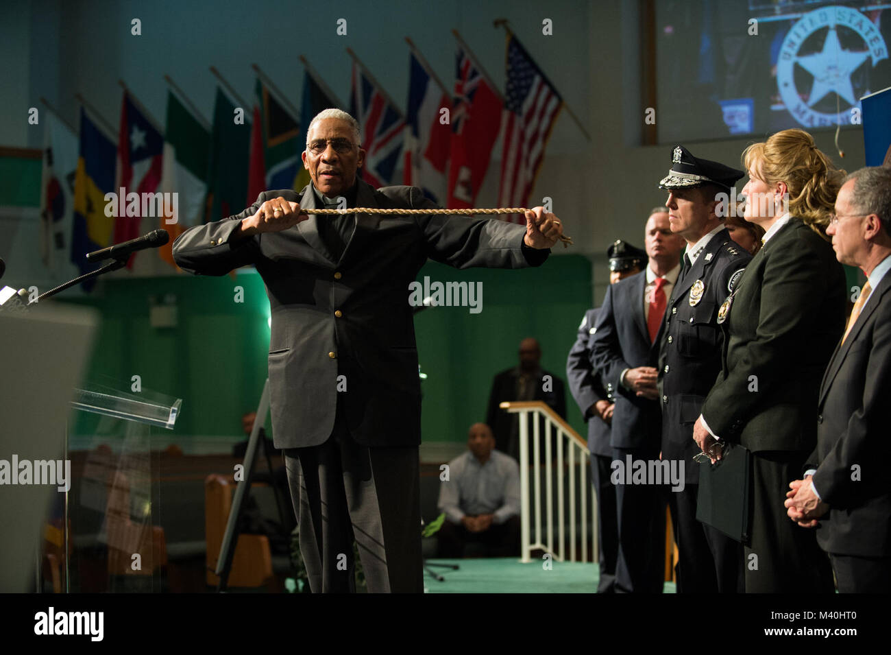 Pastor John O. Parker Jr. from Antioch Baptist Church speaks during a ...