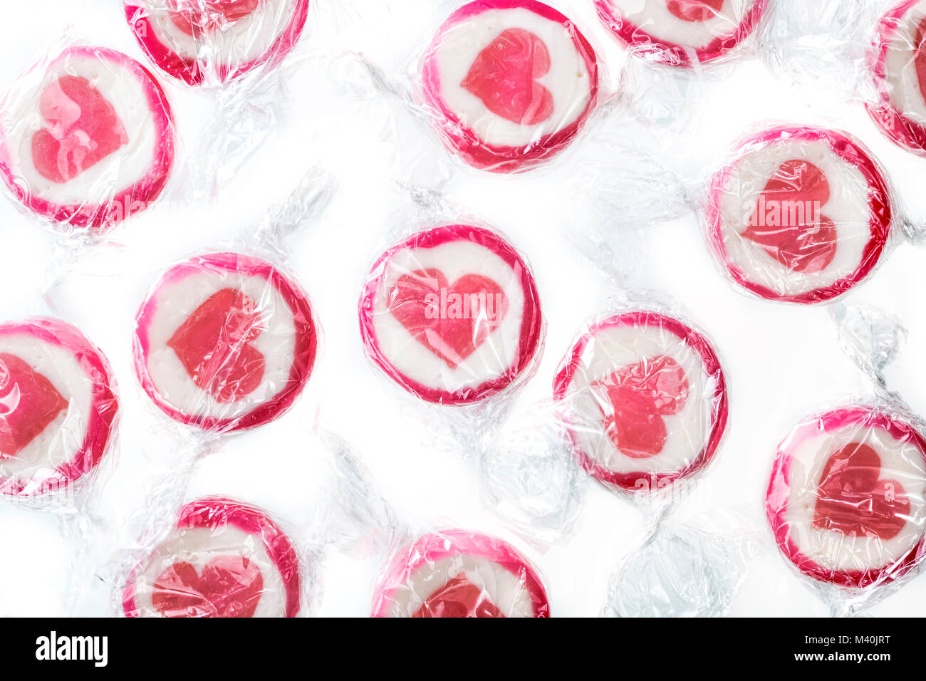 Candies with heart, Bonbons mit Herzen Stock Photo - Alamy