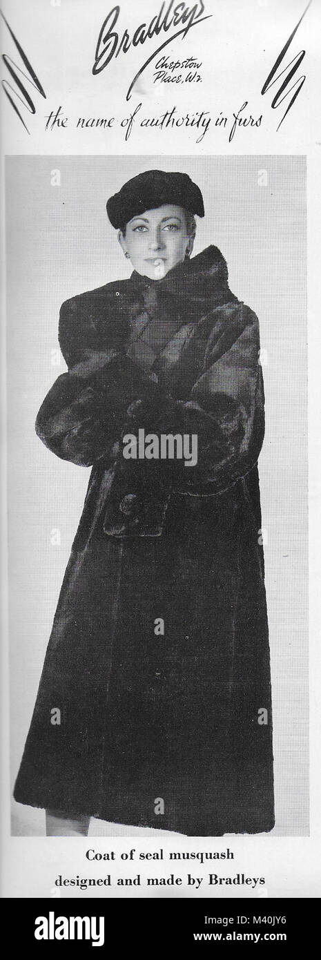 Bradleys coat of seal musquash advert, advertising in Country Life ...