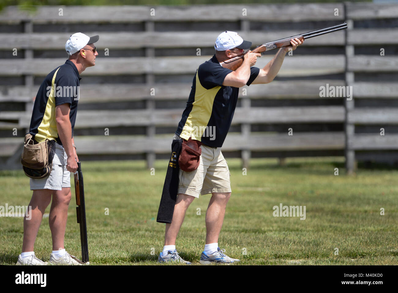 Army Maj. Dave Guida, a member of the Army Skeet Team, shoots during ...