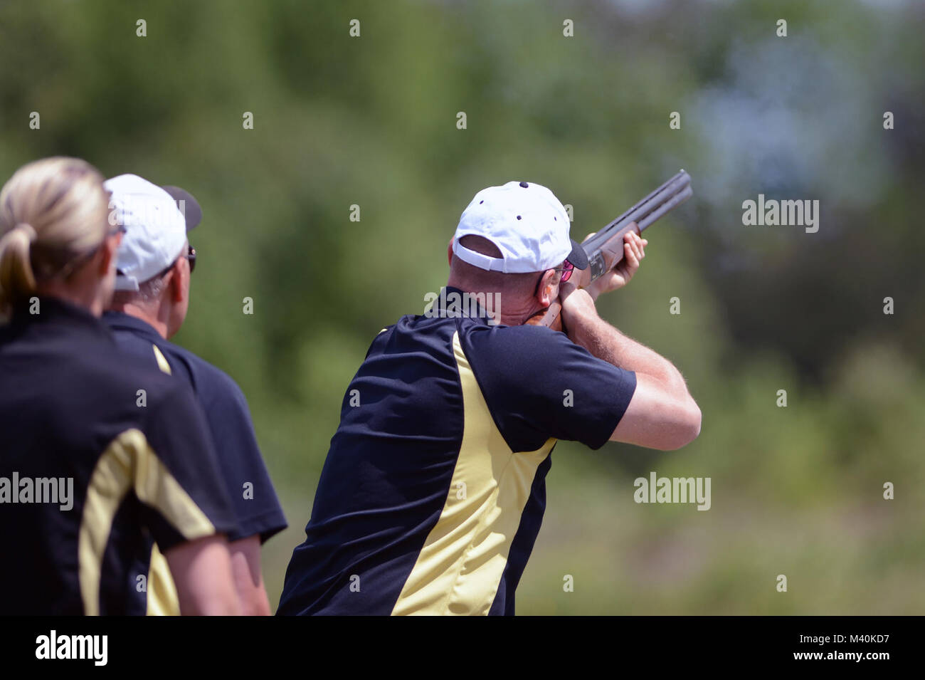 Army Maj. Dave Guida, a member of the Army Skeet Team, shoots during ...