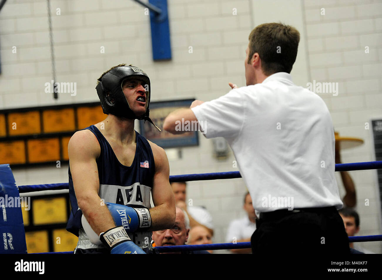 U.S. Air Force Academy Cadet Second Class Mike Leland gets a standing ...