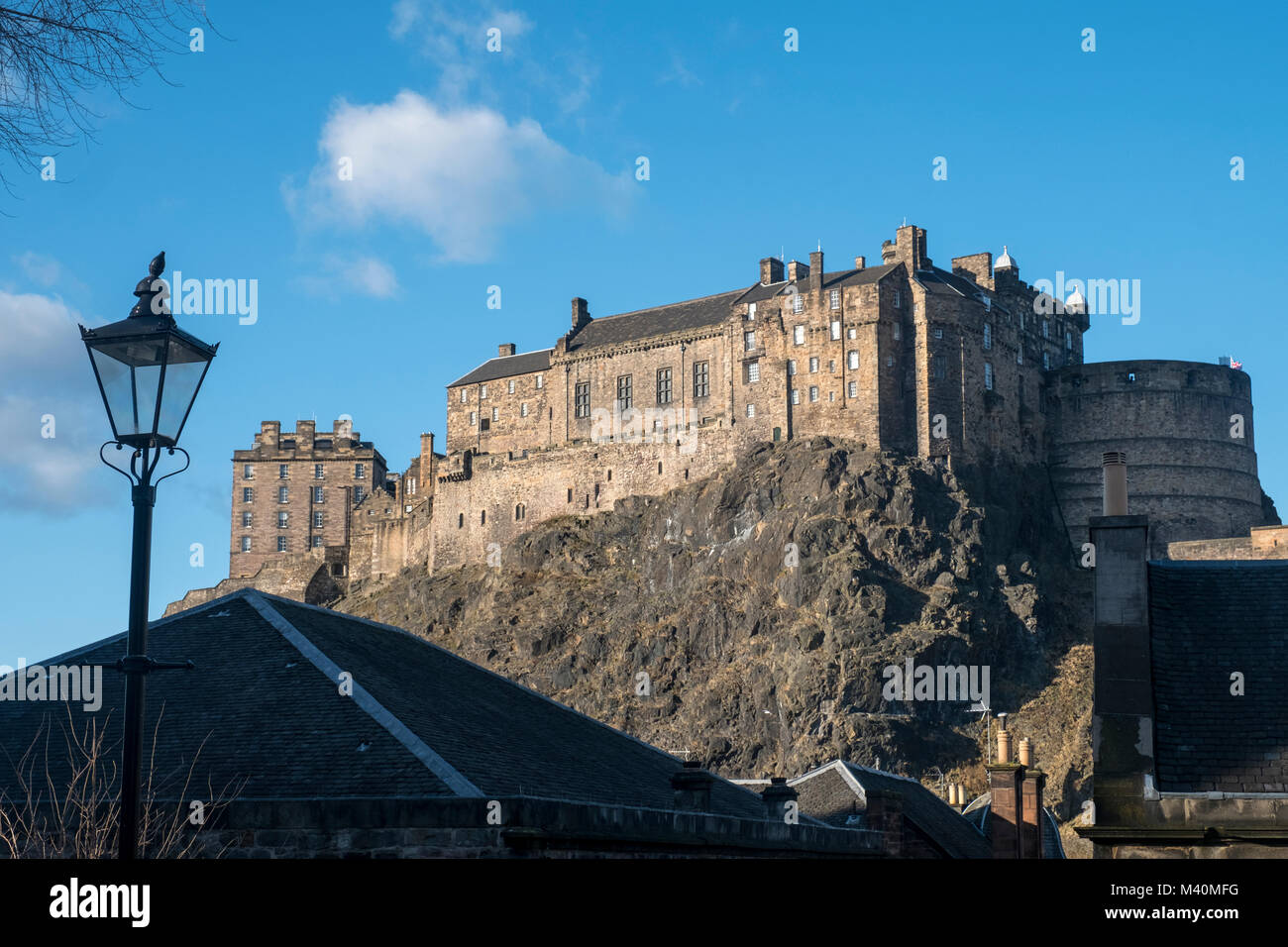 View of Edinburgh Castle the Vennel steps at Grassmarket in Edinburgh ...