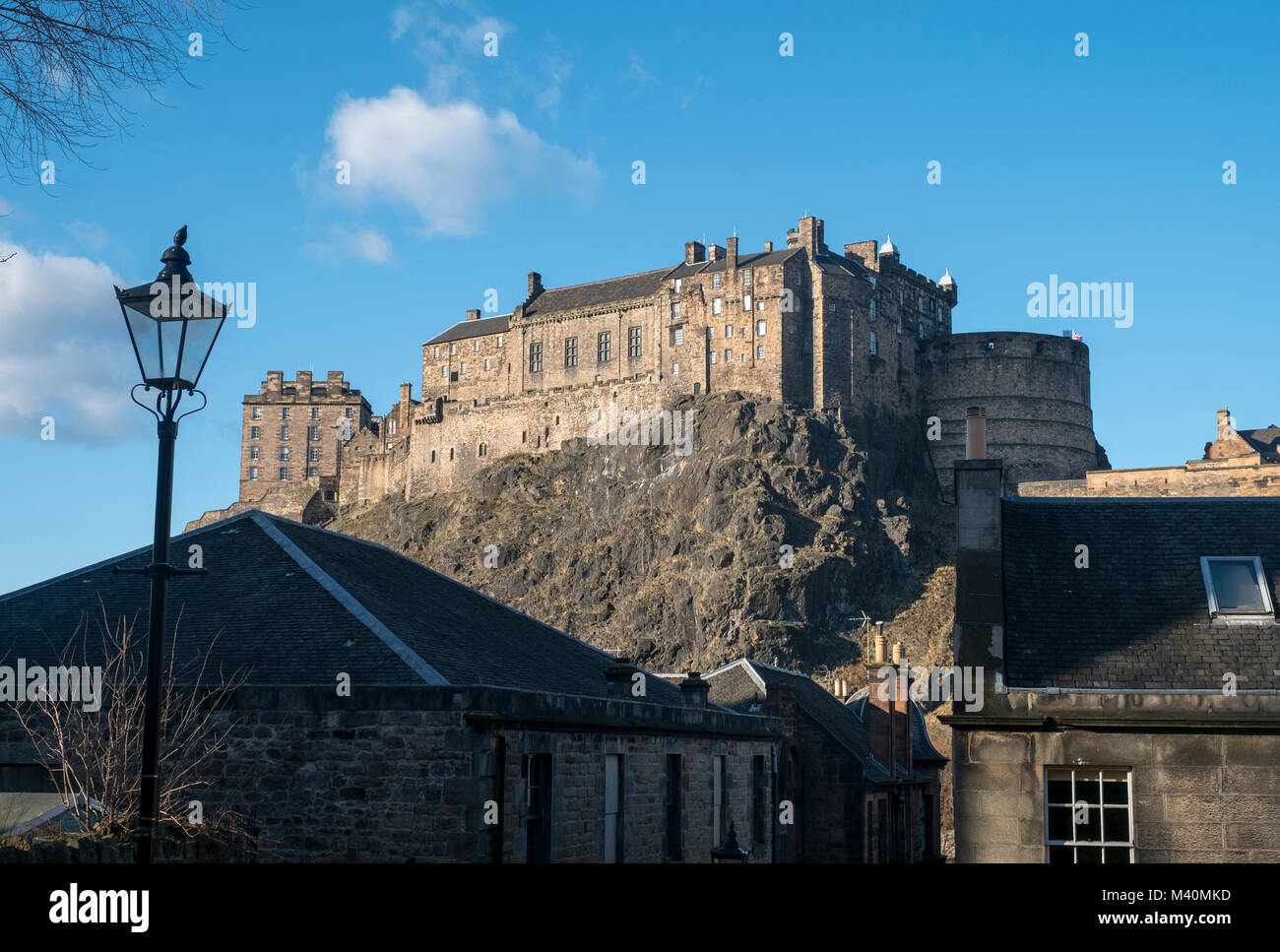 View of Edinburgh Castle the Vennel steps at Grassmarket in Edinburgh ...