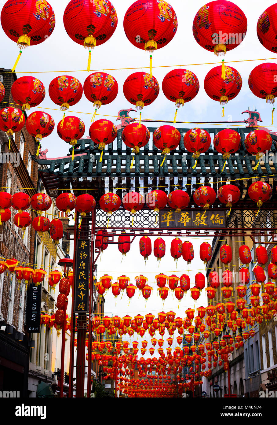 Chinese Hanging Lanterns in Chinatown London Stock Photo - Alamy