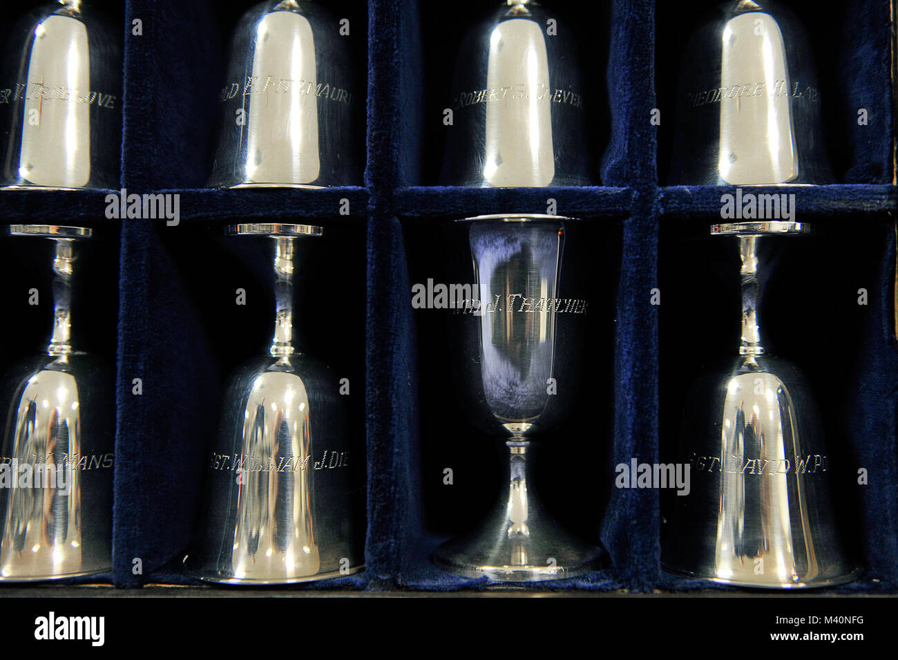 Eighty silver goblets, each representing a member of the Doolittle ...