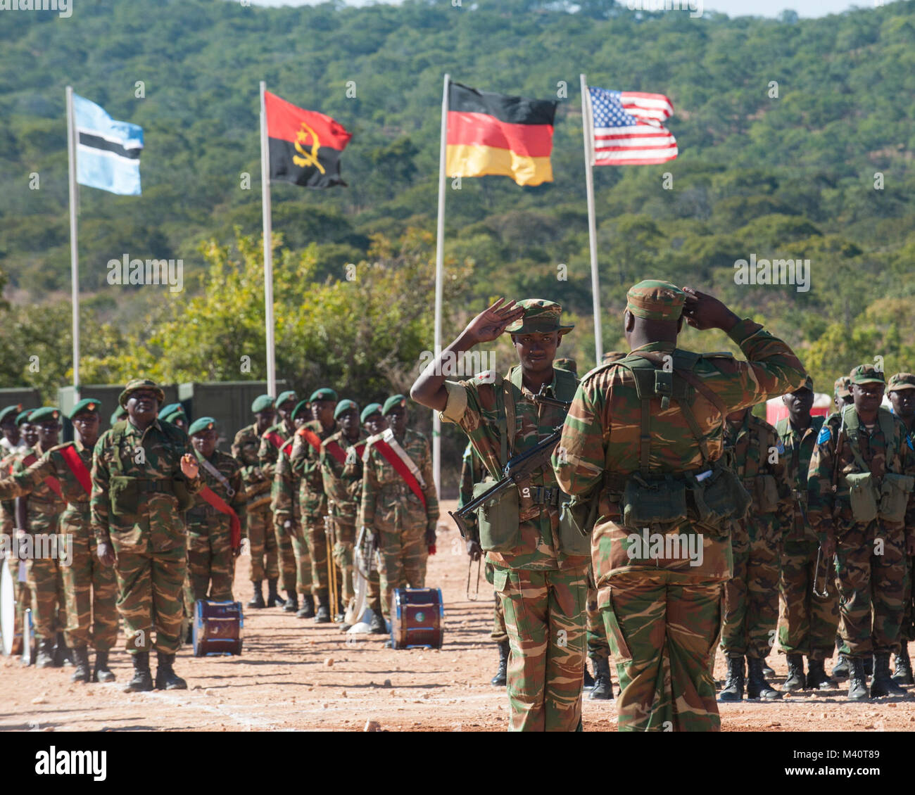 Members of the Zambian Defense Force exchange command of United States ...