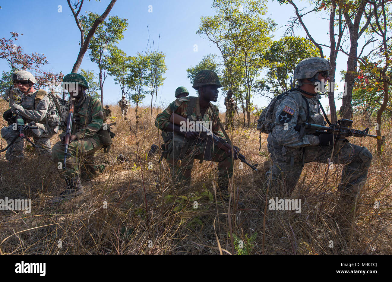 United States Army soldiers and members from the Zambian Defense Force ...