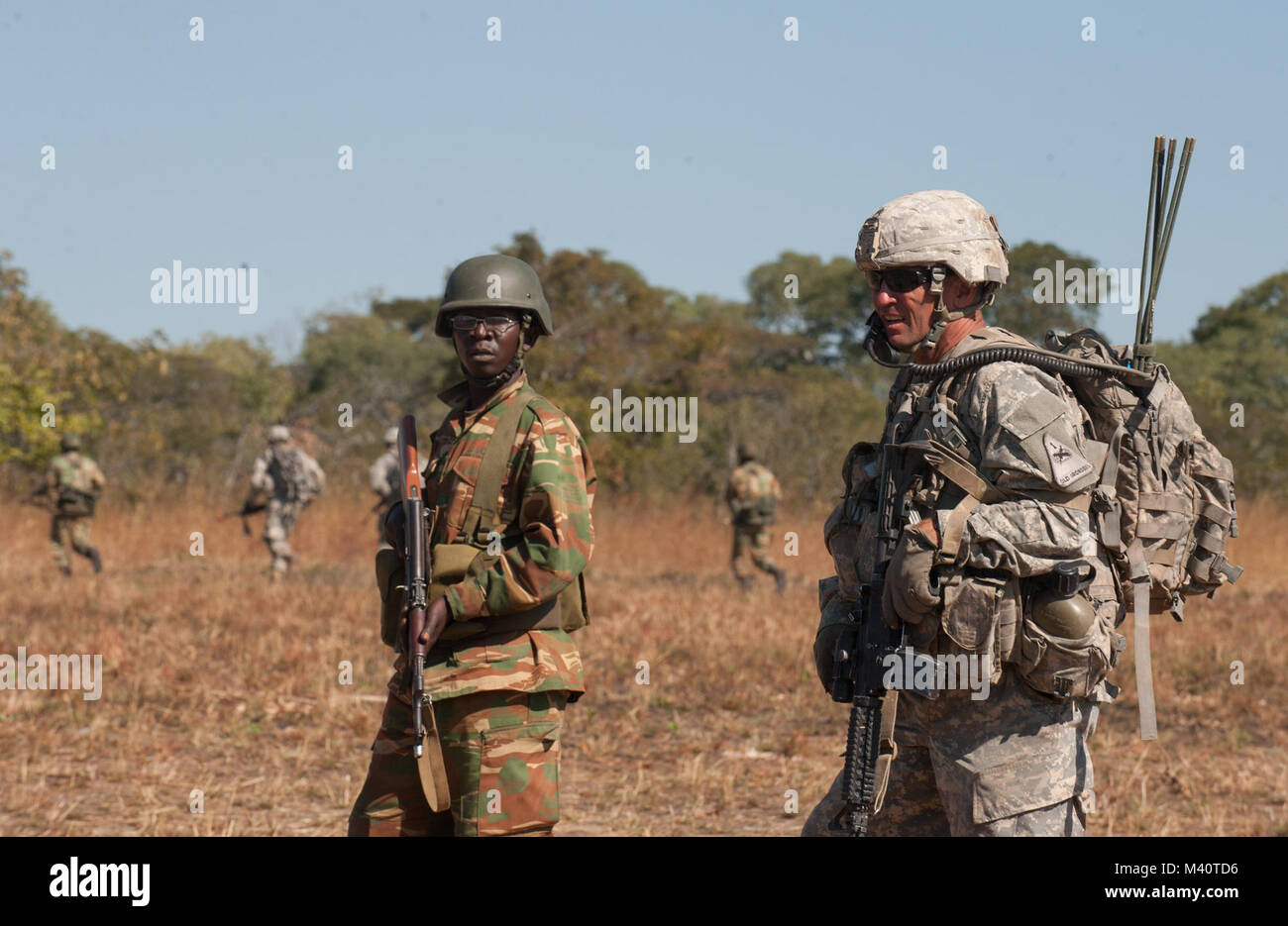 United States Army soldiers and members from the Zambian Defense Force ...