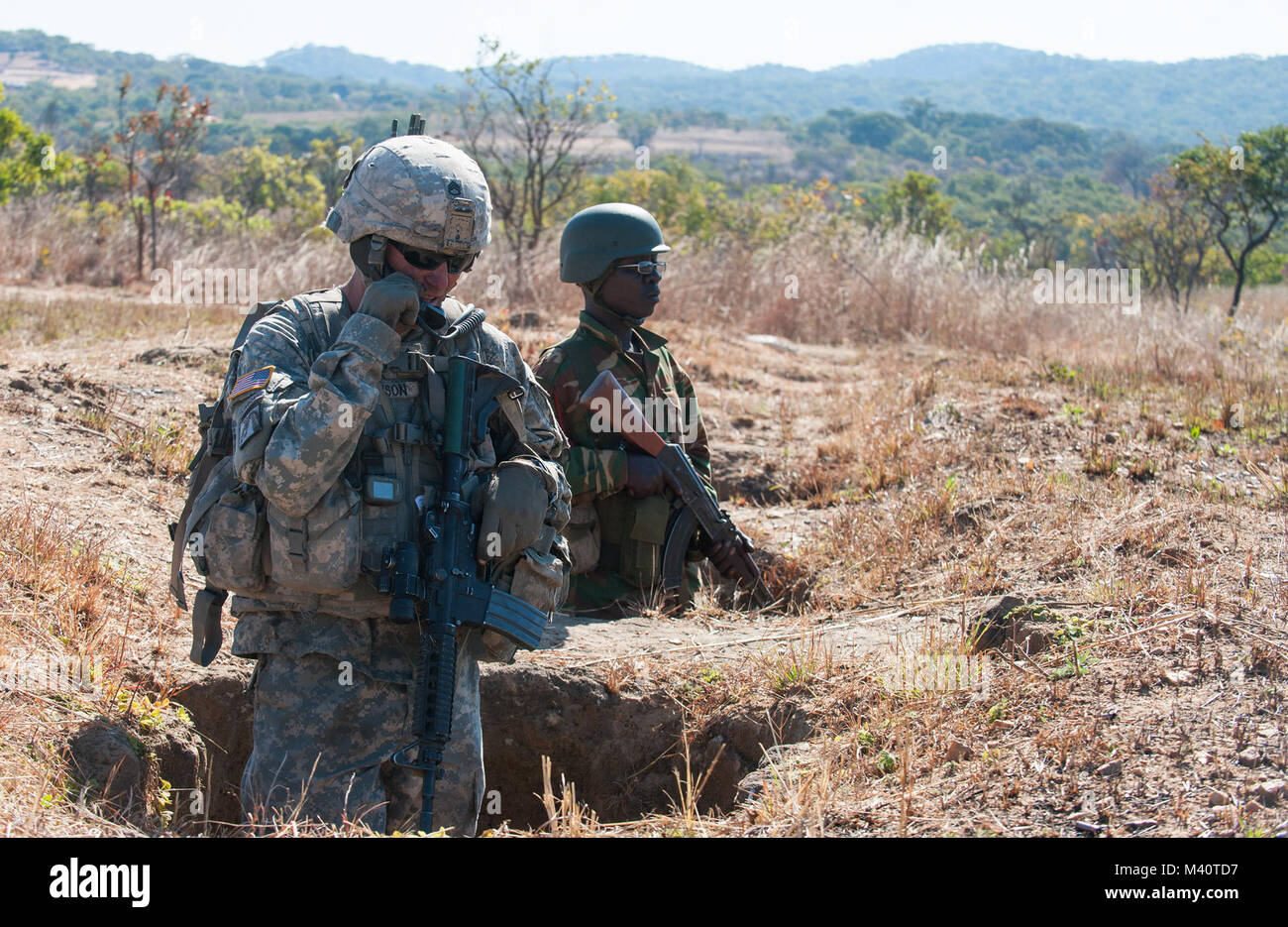 United States Army soldiers and members from the Zambian Defense Force ...