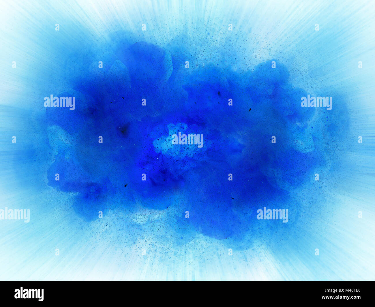 Abstract blue fire explosion with sparks isolated on white background ...