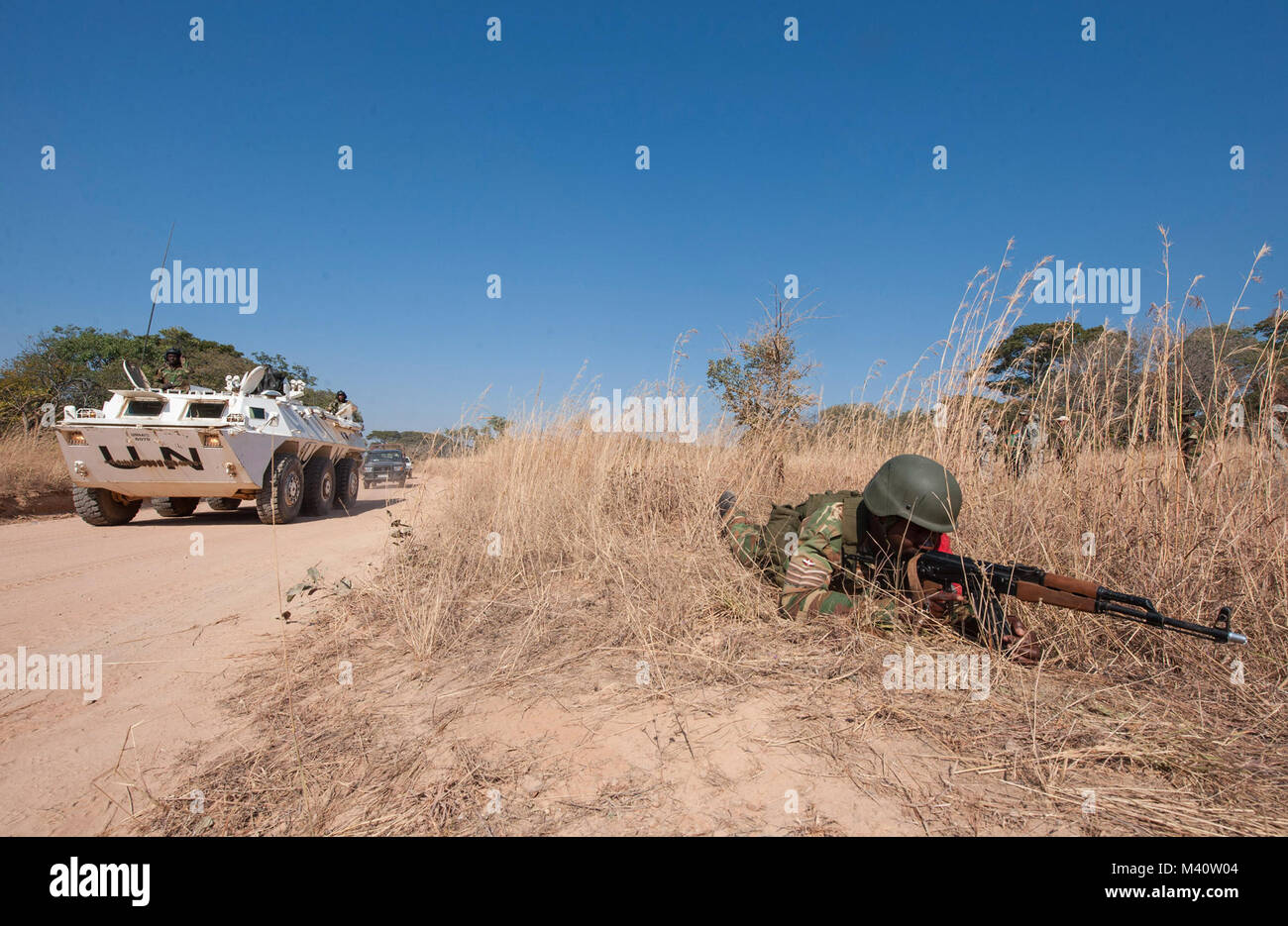 Soldiers from the Zambian Defense Force and United States Army provide ...
