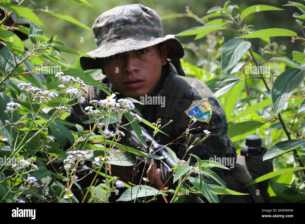 Guatemalan soldiers from the 6th Guatemalan Army Brigade participate in ...