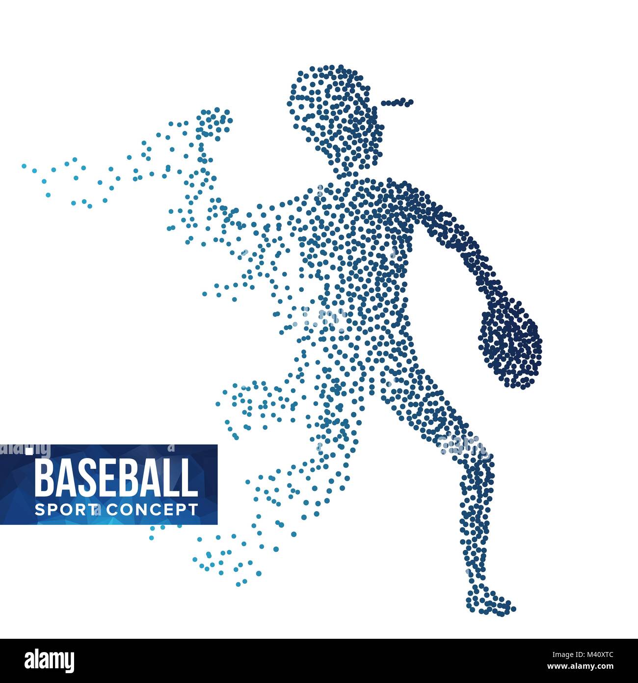 Baseball Player Silhouette Vector. Grunge Halftone Dots. Dynamic ...